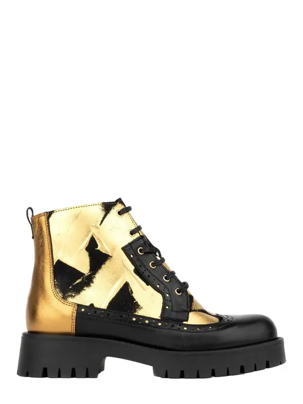 EMBASSY LONDON USA Hatter Platform Ankle Boots - Gold/black