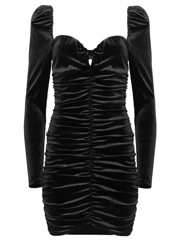 FOREVER YOUNG THE LABEL Aliyah Mini Velvet Dress - Black