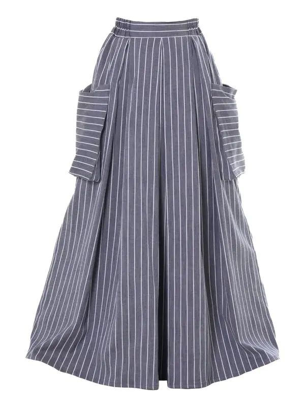 METAMORPHOZA Maxi Striped Denim Skirt - Blue