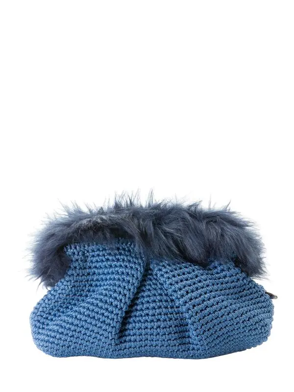 SPEIRA Vintage Style Furry Clutch - Blue