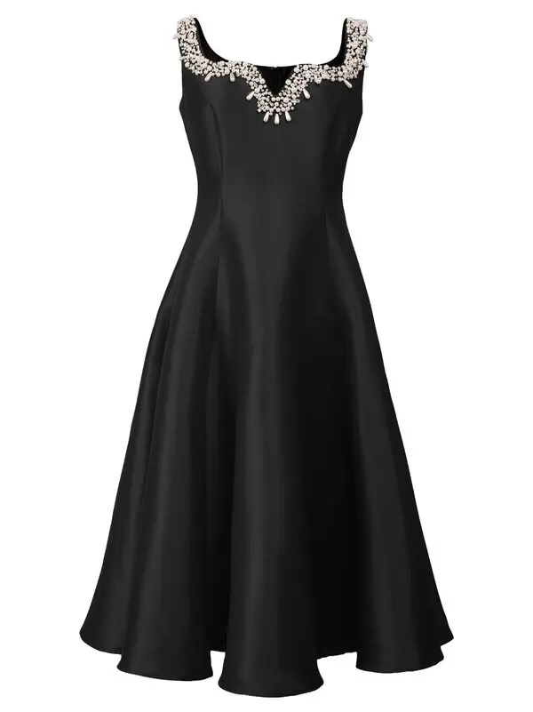 SMART AND JOY Sweetheart Cleavage Beaded Cocktail Dress - Black