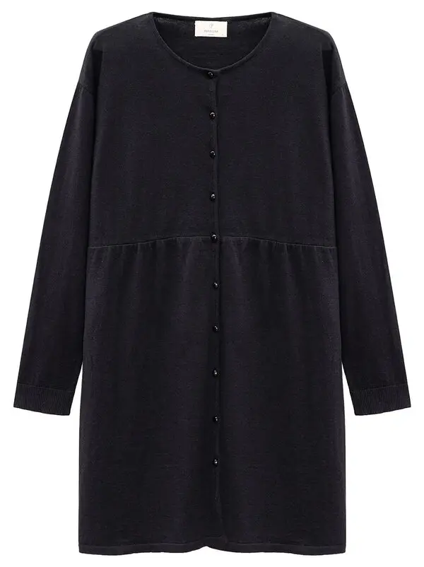 PERALUNA Leah Shirred Knit Mini Shirt Dress - Black