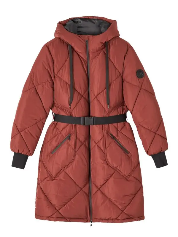 KALDTVAER Quilted Puffer Coat With Belt - Brown