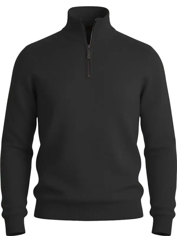 LINDSAY NICHOLAS NEW YORK Drew Quarter Zip Sweater - Black