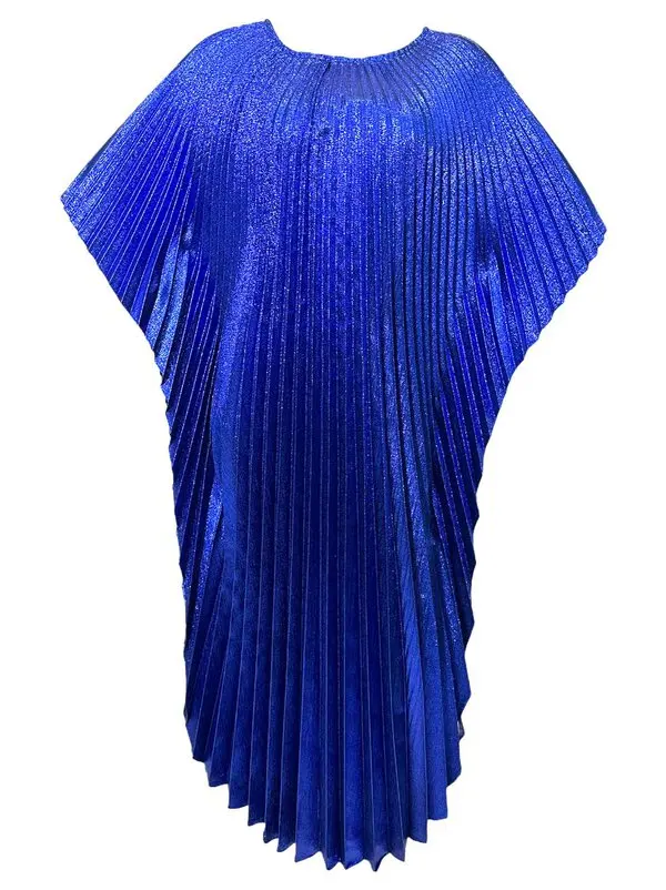 JULIA CLANCEY Madam Electric Pleated Lurex Kaftan - Blue