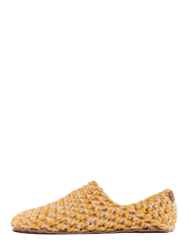 KINGDOM OF WOW Hand-crocheted Wool Slippers - Yellow