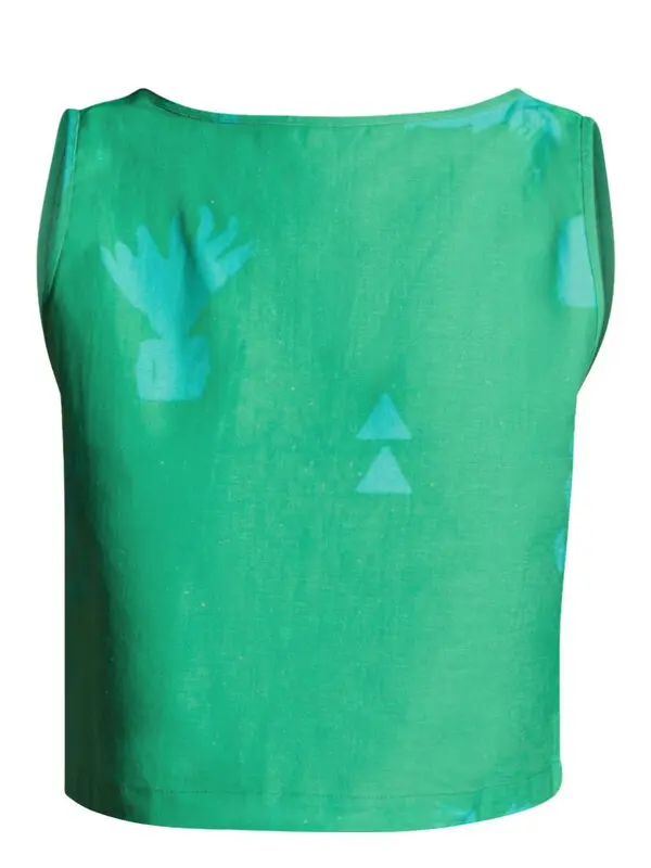 WILD CLOUDS Organic Cotton & Linen Reversible Tank - Green