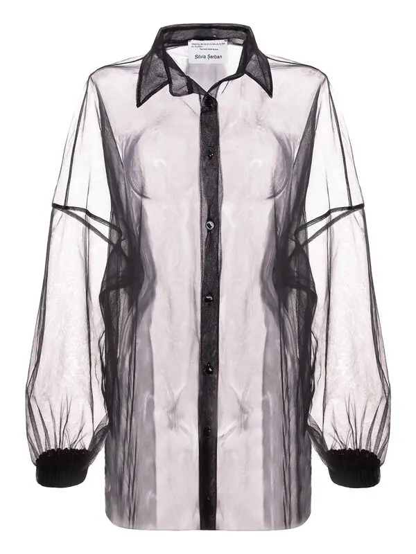 SILVIA SERBAN Oversized Tulle Blouse - Black