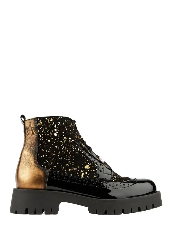 EMBASSY LONDON USA Hatter Platform Lug Sole Ankle Boots - Gold/black