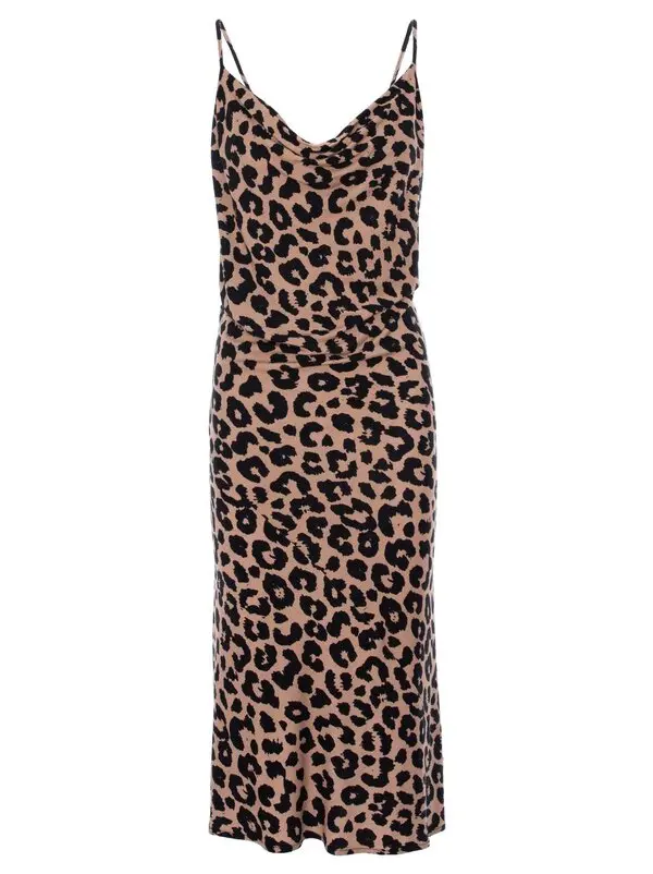 ROSERRY Tulum Animal Print Jersey Midi Dress - Brown