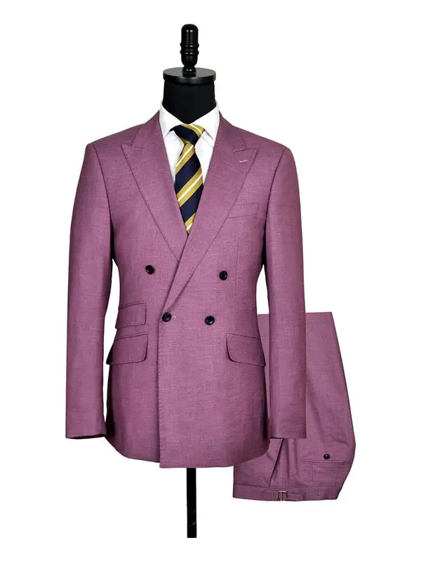 DAVID WEJ Aldo Double Breasted Suit In Rouge - Pink
