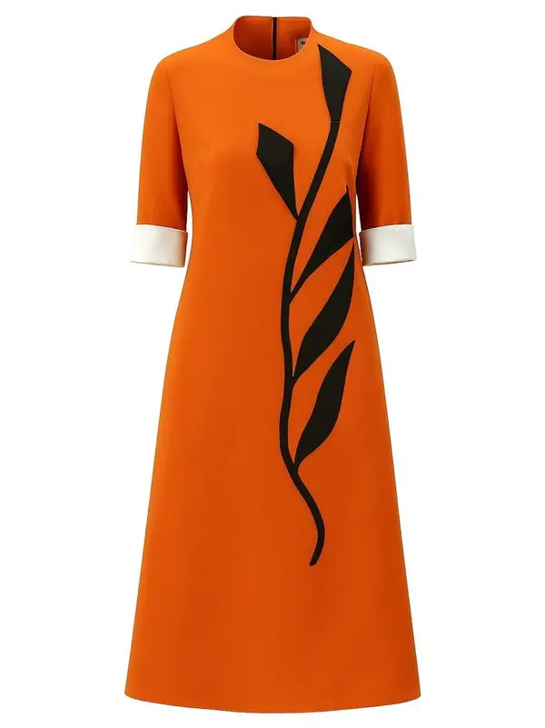 JULIA ALLERT Semi-fitted Ankle-length Dress With Appliqu - Orange