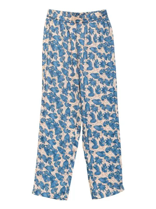 NIZA Printed High-waisted Polyester Pants - Blue