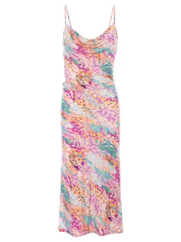 ROSERRY Tulum Floral Print Jersey Midi Dress - Pink