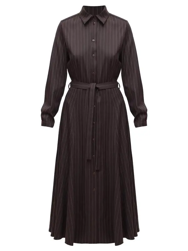 UNDRESS Anouk Striped Godet Shirt Dress - Brown
