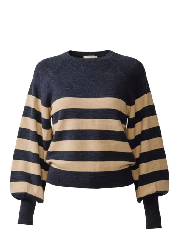 BEIRA Ada Lantern Sleeve Stripe Jumper - Blue