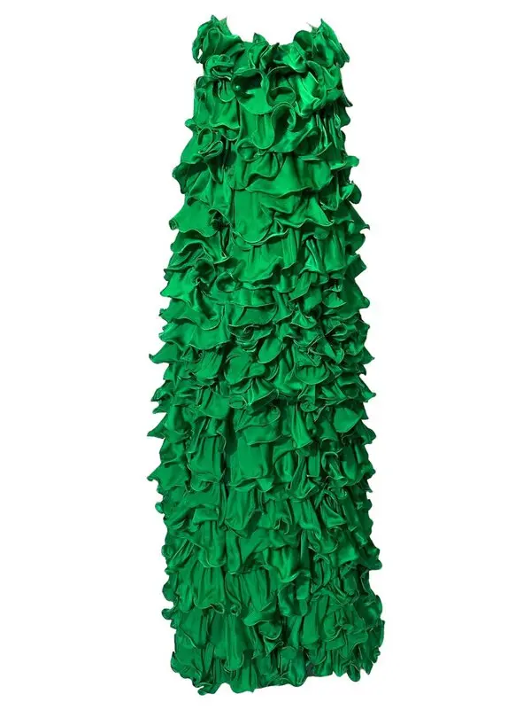JULIA CLANCEY Miami Valentine Ruffle Gown - Green