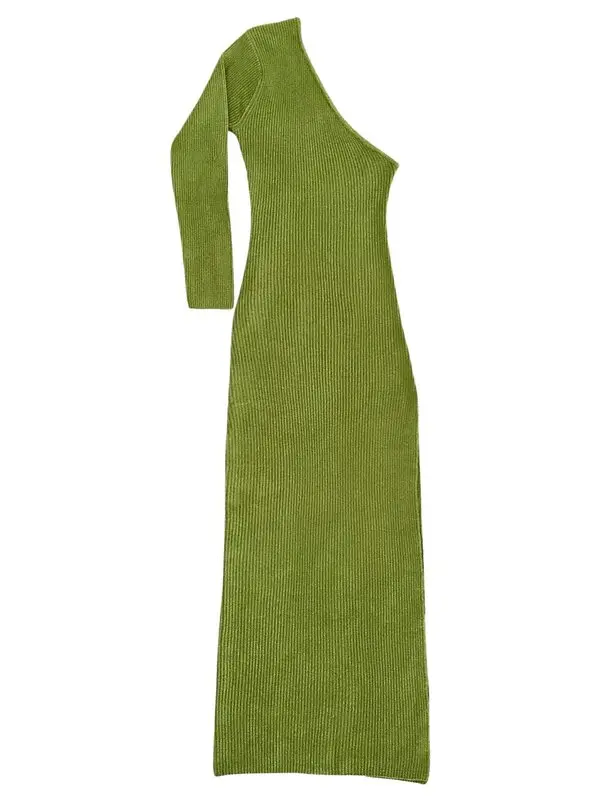 Pink Haley Esme One-shoulder Knit Midi Dress - Green