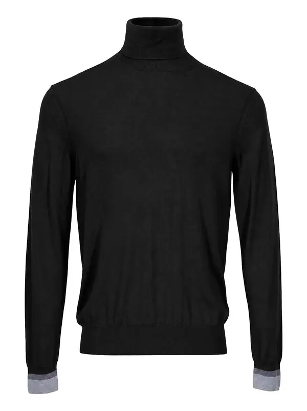 LORDS OF HARLECH Ronald Merino Turtleneck Sweater - Black