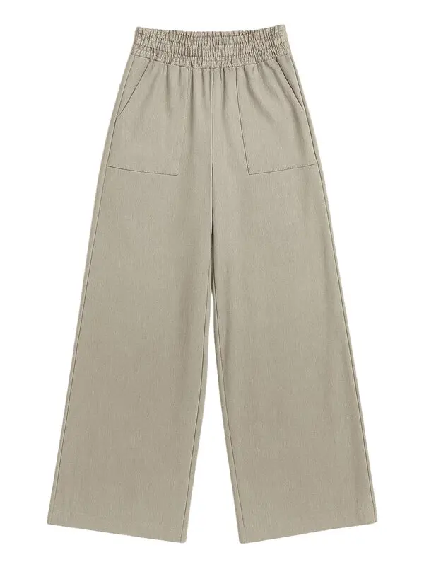 YORSTRULY Wide-leg Pants With Adjustable Waistband - Grey