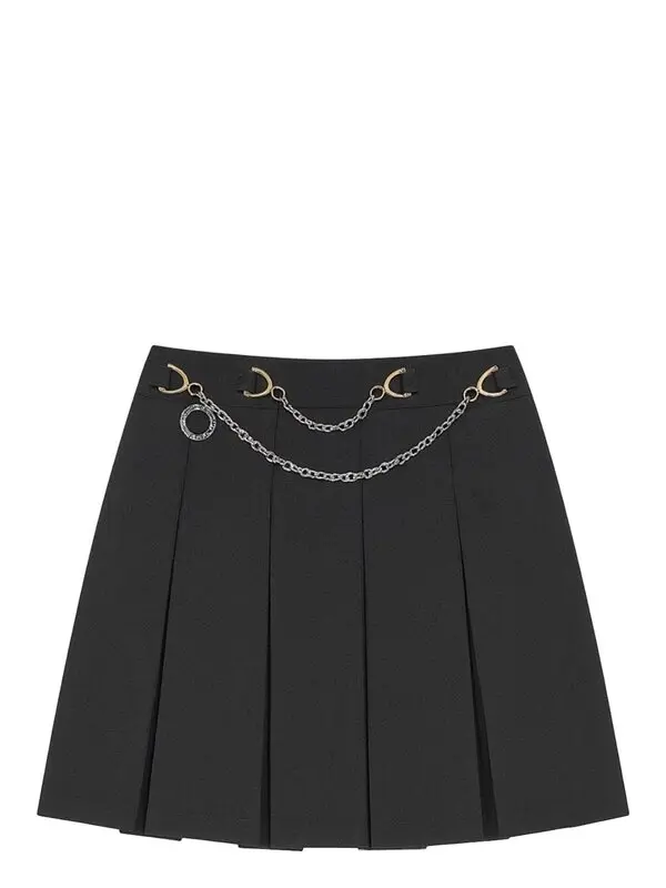 ADIBA Pleated Skirt With Chain Detail - Black