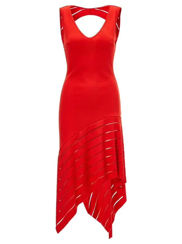 NISSA Open-back Midi Dress - Red