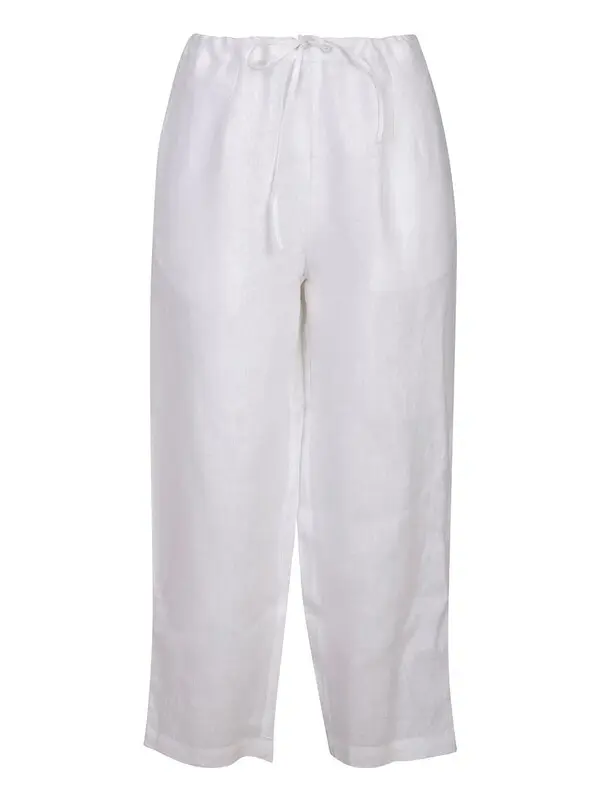 NOLOGO-CHIC Plain Linen Trousers - White