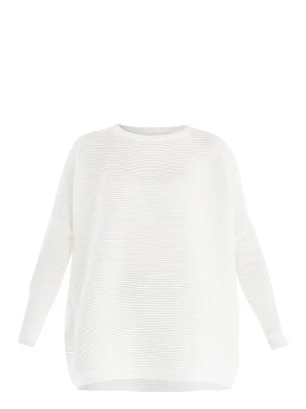 PAISIE Ribbed Pullover - White