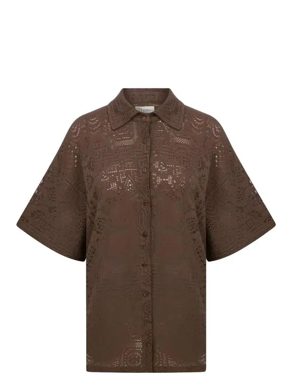 THISISU COLLECTION Natura Ease Crochet Effect Shirt - Brown