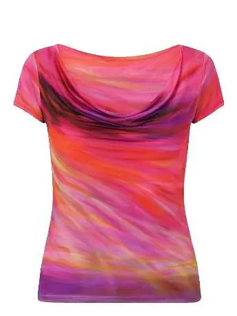 CONQUISTA Printed Short Sleeve Top - Red