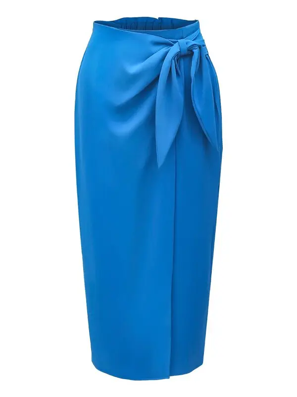 SMART AND JOY Side Tie Wrap Skirt - Blue