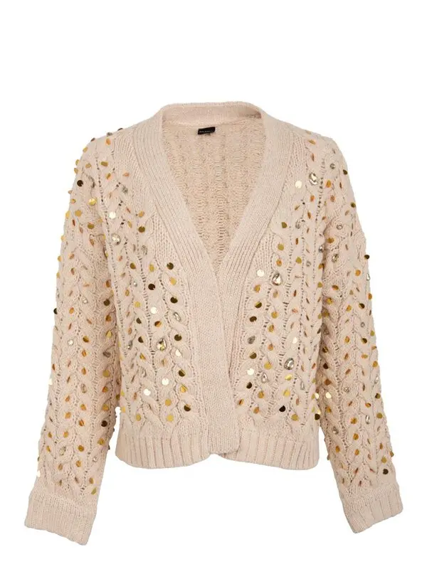Saachi Deco Cable Knit Cardigan - White