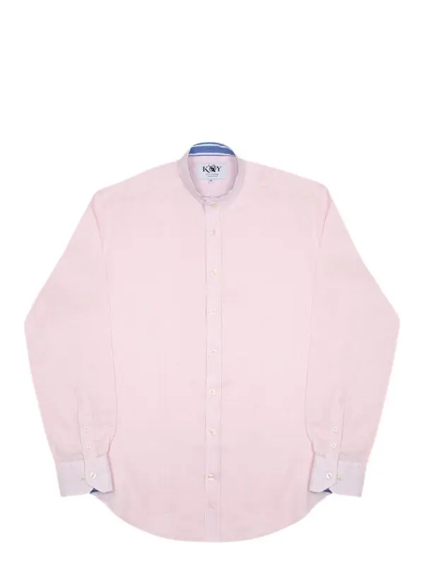KOY CLOTHING Flamingo Linen Shirt Grandfather Collar - Pink