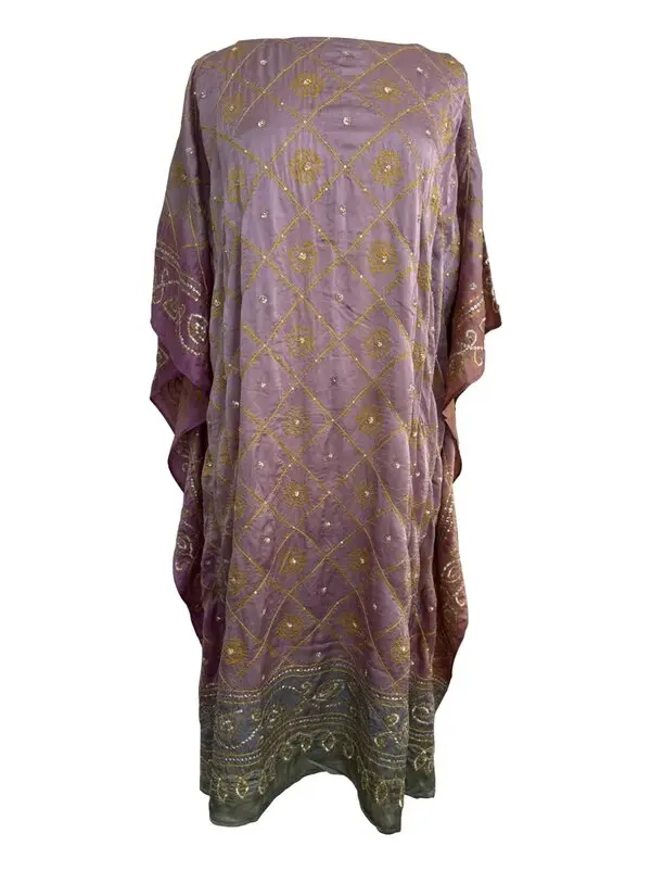 JOSHI Boat Neck Silk Kaftan - Grey