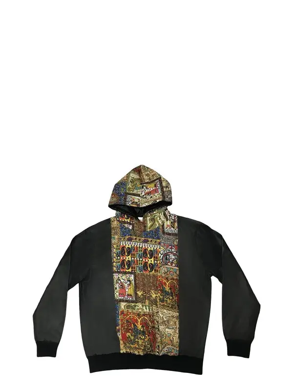 ZASTASTUDIO Leather & Cotton Hybrid Hoodie - Black