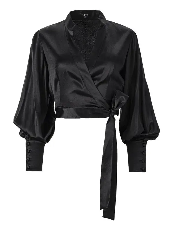 LITA COUTURE Wrap Around Blouse - Black