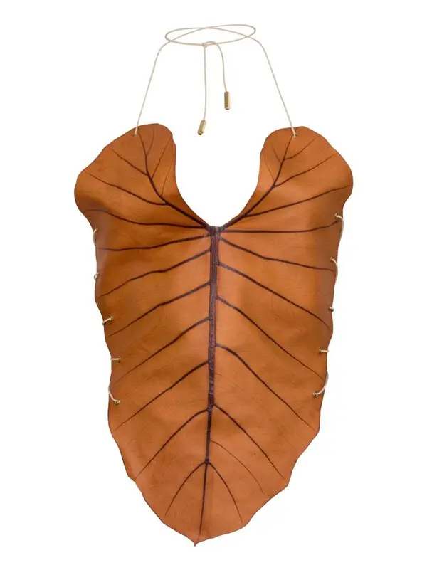 SARAH REGENSBURGER Leaf Halter Top - Brown