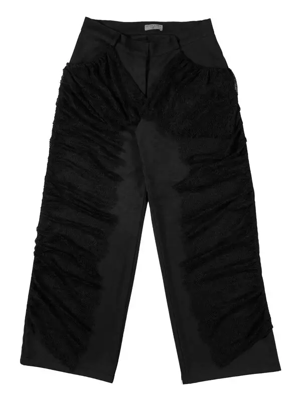 28NATELIER Lace Detailed Straight-leg Pants - Black