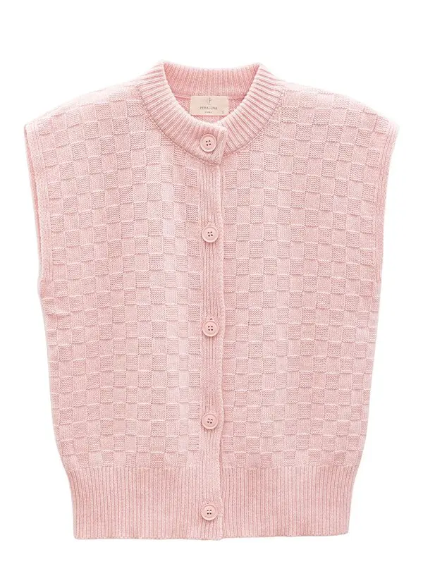 PERALUNA Yvette Buttoned Knit Vest - Pink
