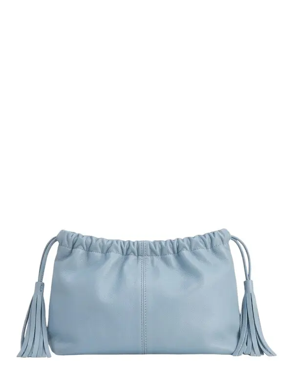 JUAN-JO Leather Clutch Bag With Tassels - Blue