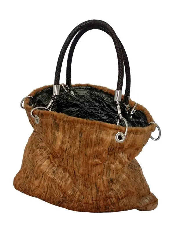 ROMER MILLINERY Römer Millinery Moldable Wood Grain Velour Multi Handle Bag - Brown/grey/black