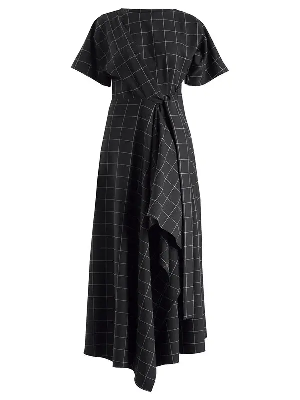 MEEM LABEL Baxter Grid Print Dress - Black