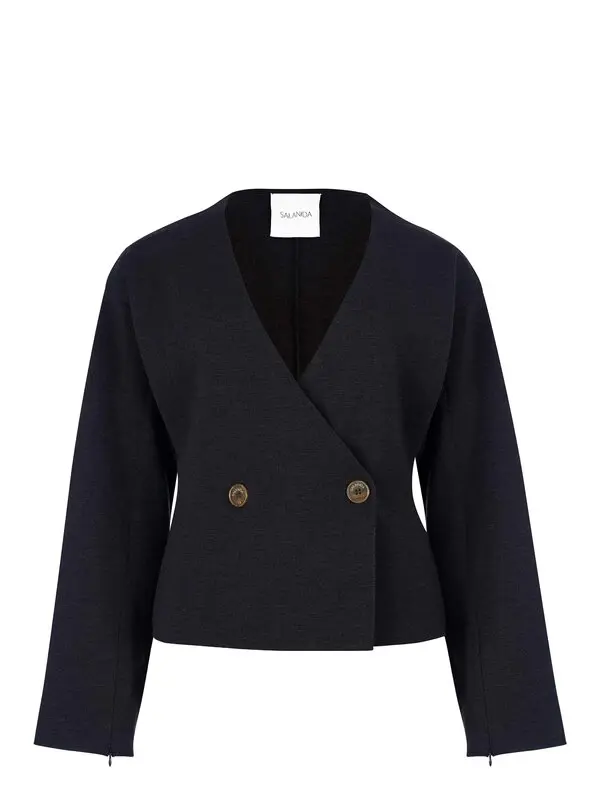 SALANIDA Galante Knitted Merino Wool Blazer - Black