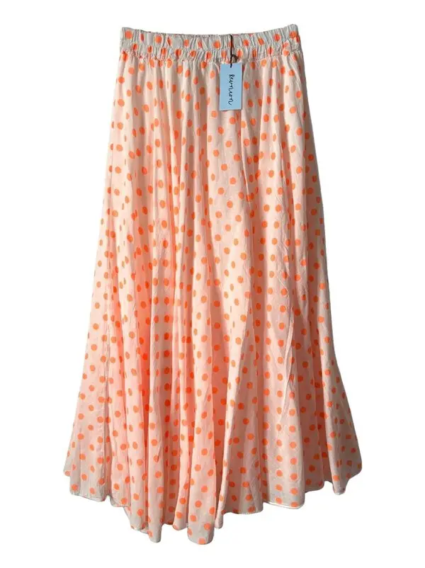 REUNION HOME Polka Dot Maxi Skirt - Orange
