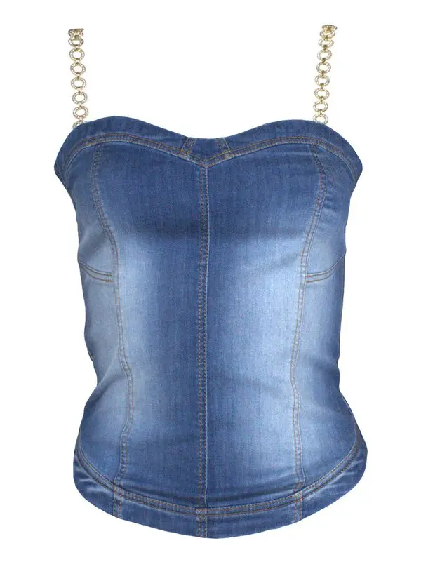 LALIPOP DESIGN Indigo Denim Crop Top - Blue