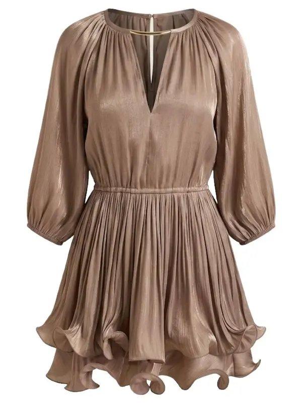 GLAM ON YOU Aladina Short Dress - Brown
