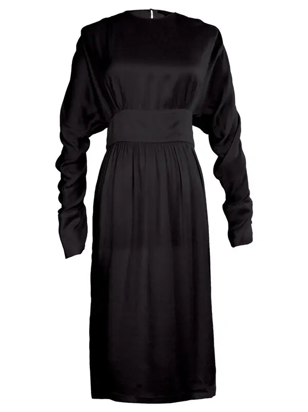 SMART AND JOY Bat Sleeved Fitted Midi Dress - Black