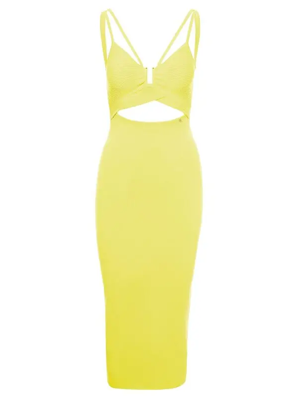 NISSA Knitted Midi Dress - Yellow