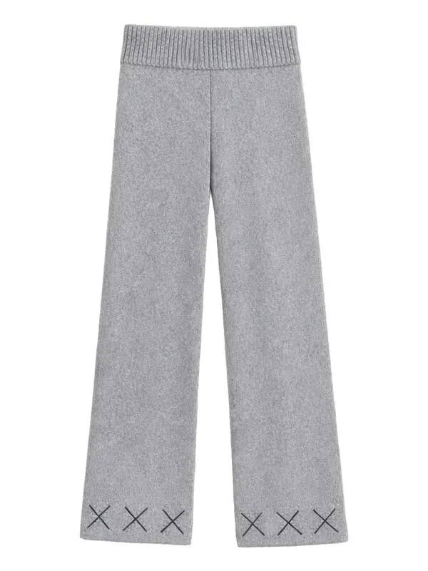 REN CORDEZA Hand-embroidered Birch Knit Trousers - Grey