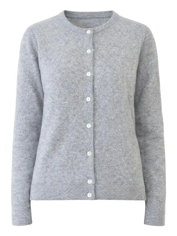 NUVV COLLECTION Fine Knit Wool & Cashmere Cardigan - Grey